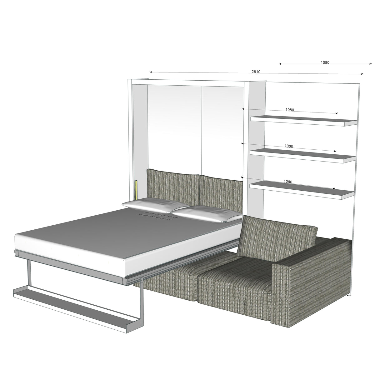 SWING SOFA WALL BED SOFA & CHAISE LOUNGE floor model by Clei, Italy [E ...